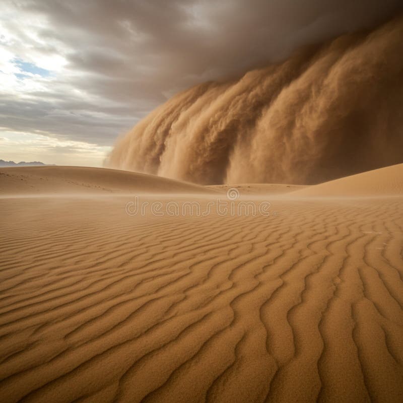 AI Generated Aerial View of Sand Dune with Wind Blowing Sand Off the ...