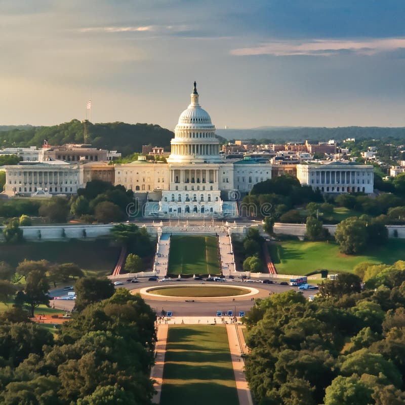 AI Generated Aerial View of Washington DC Stock Illustration ...