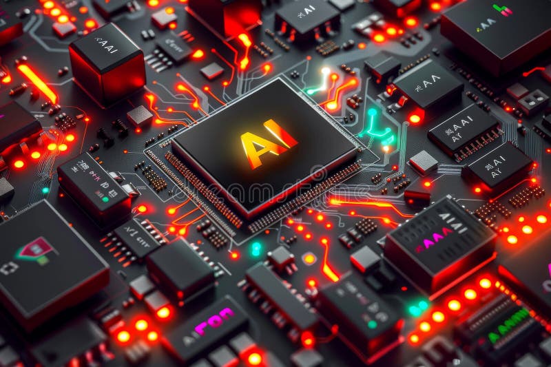 AI Chip on Circuit Board, Advanced Artificial Intelligence Technology ...