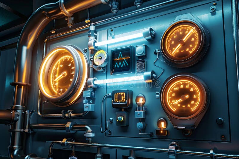 AI Control Panel with Neon Lights, Futuristic Technology, Digital ...