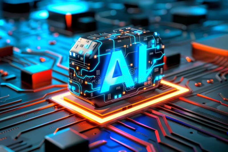 AI Cube on Circuit Board, Advanced Artificial Intelligence Technology ... AI Cube on Circuit Board, Advanced Artificial Intelligence Technology ...