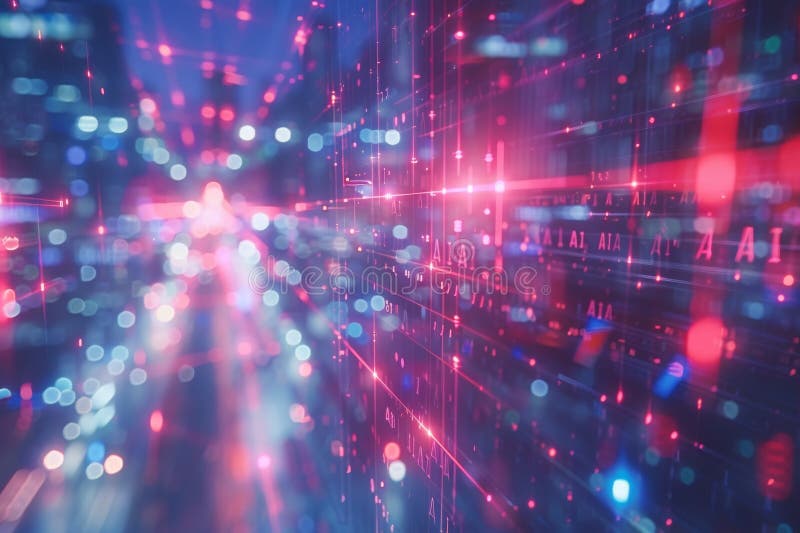 AI Data Visualization with Vibrant Neon Lights, Representing Modern ... AI Data Visualization with Vibrant Neon Lights, Representing Modern ...