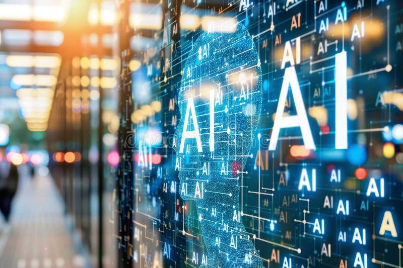 AI Digital Interface with Blue Lights, Capturing Advanced Technology ...