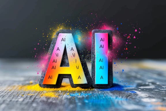 AI Letters with Colorful Paint Splash, Digital Art, Technology ...