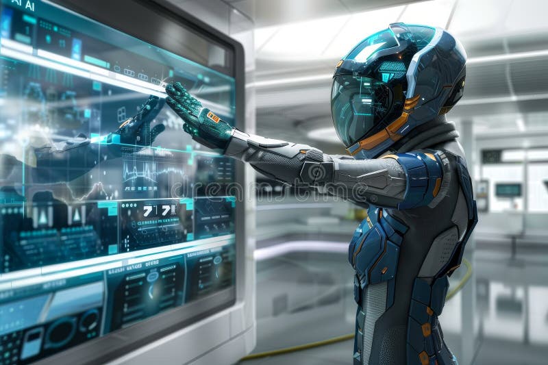 AI Robot Performing Maintenance in Advanced High Tech Facility Stock ...