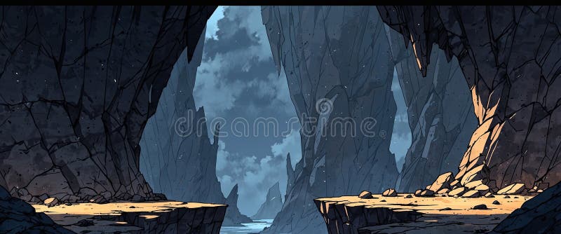 Alien Canyon with Deep Cracks and Mystical Sky for Challenging Game ...