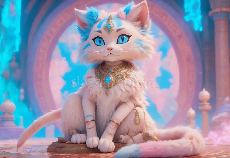 Ancient Indian Cat Goddess stock illustration. Illustration of sacred ...