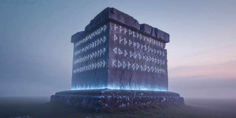 Ancient Stone Monument Glowing Runes Stock Photos - Free & Royalty-Free ...