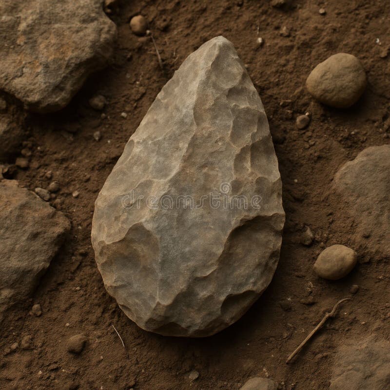 AI-generated Ancient Stone Tool on a Dirt Surface, Showcasing Its ...