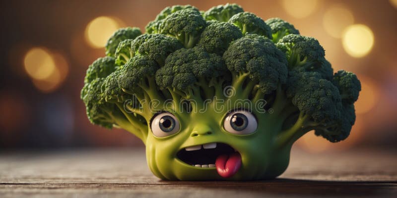 Animated Character of Broccoli with a Shocked Expression. Stock Photo ...