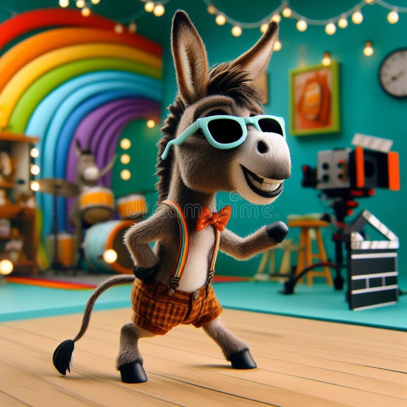 AI Generated Animated Image of a Donkey Wearing Goggles and Shaking His ...