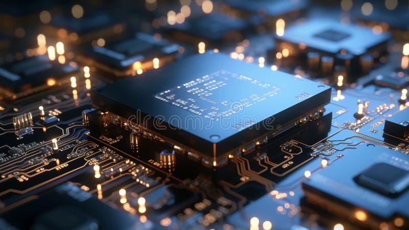 AI Generated Animation of a Computer Board with Zoom Effect. Abstract ...