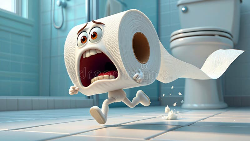 AI-generated Anthropomorphic Toilet Paper Roll with a Fearful ...