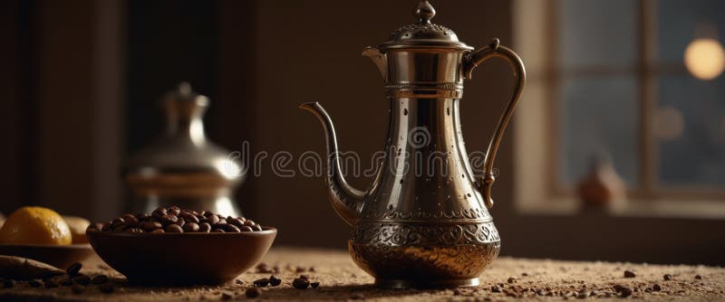 Arabic Coffee Pot Traditional Saudi Coffee Dallah, a Still Life of ...