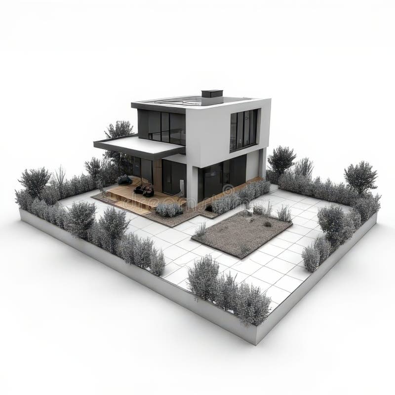 AI-Generated Architectural Floorplan of a Small House Model in 3D Stock ...