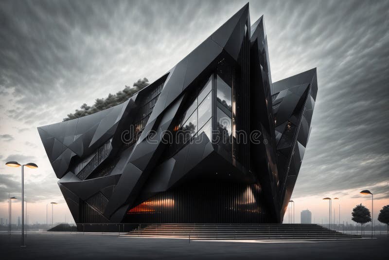 Architecutral Visualisation of a Futuristic Building with Black Facade ...