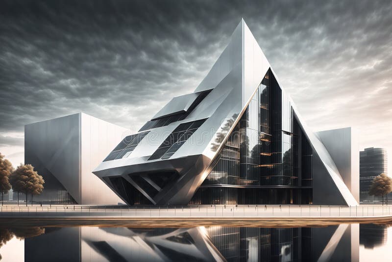 Architecutral Visualisation of a Futuristic Building with Silver Facade ...