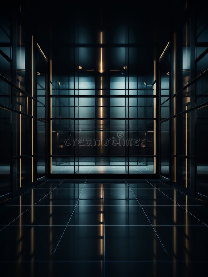 Ai Generated Black Reflective Limitless Light Orange and Blue Cubes ...