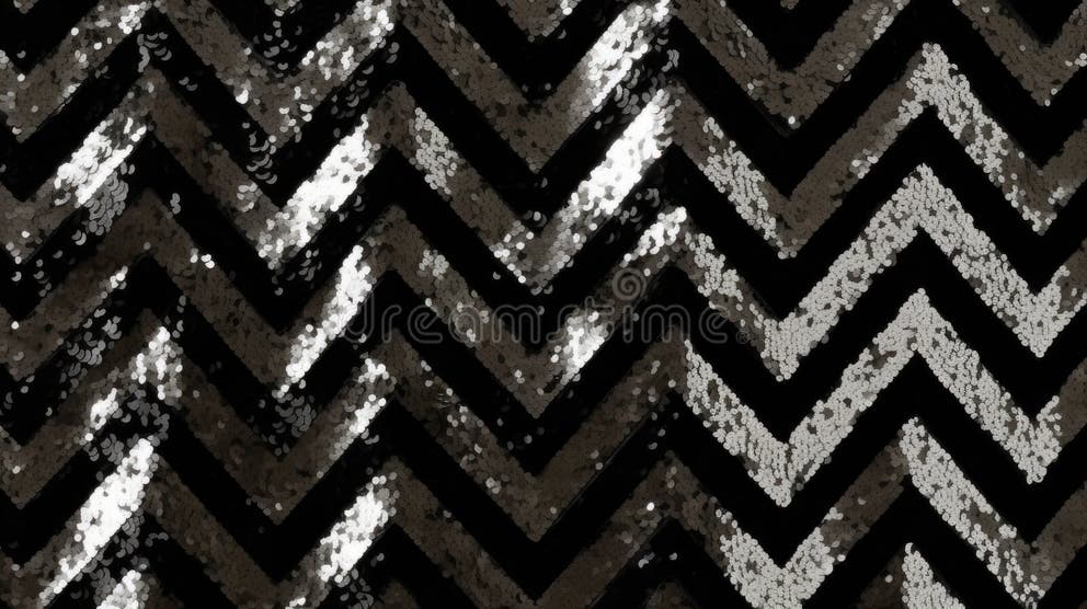 Ai Generated Art Black and Silver Chevron Pattern with a Sparkly Silver ...
