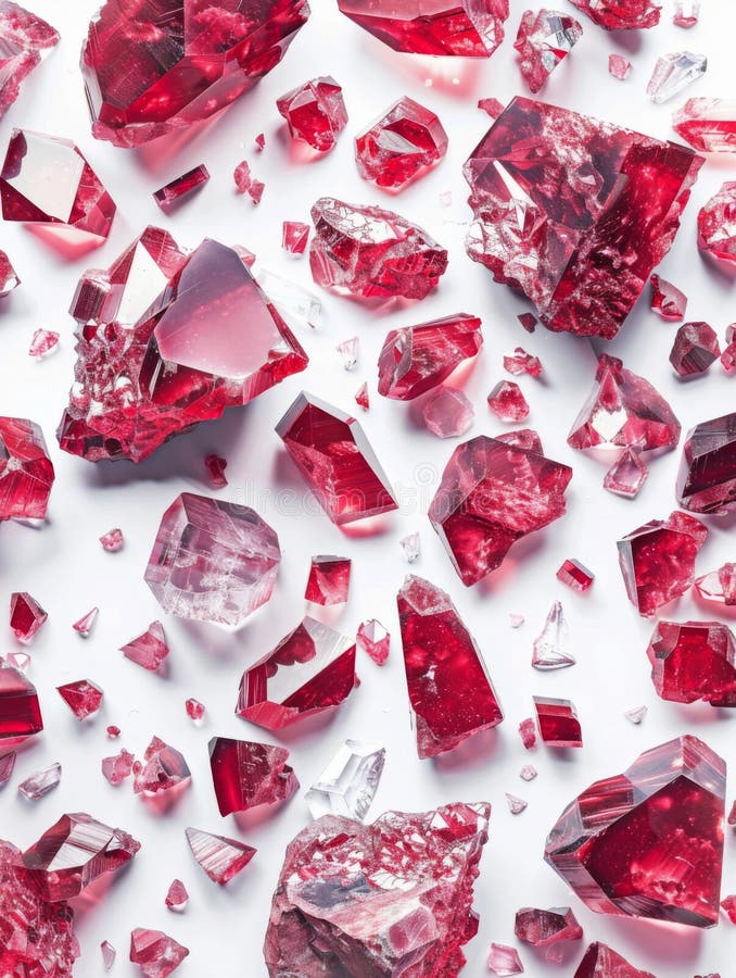 Ai Generated Art Different Shape Size and Form Red Ruby Stones Thrown ...