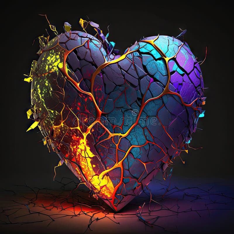 Ai Generated Art of a Dramatic Colorful Heart, Dark Generative Ai Stock ...