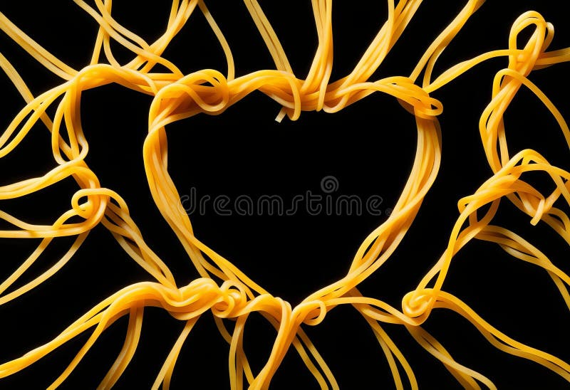 The Art of Heart-Shaped Spaghetti Stock Illustration - Illustration of ...