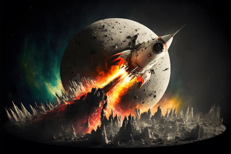 AI Generated Art of Rocket Taking Off Stock Illustration - Illustration ...
