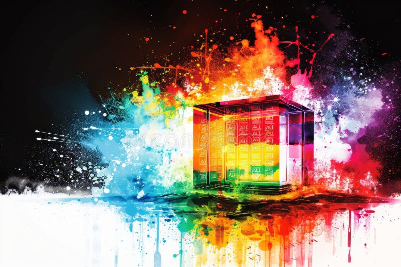 Artistic AI Brain Illustration with Neon Lights and Vibrant Colors ...