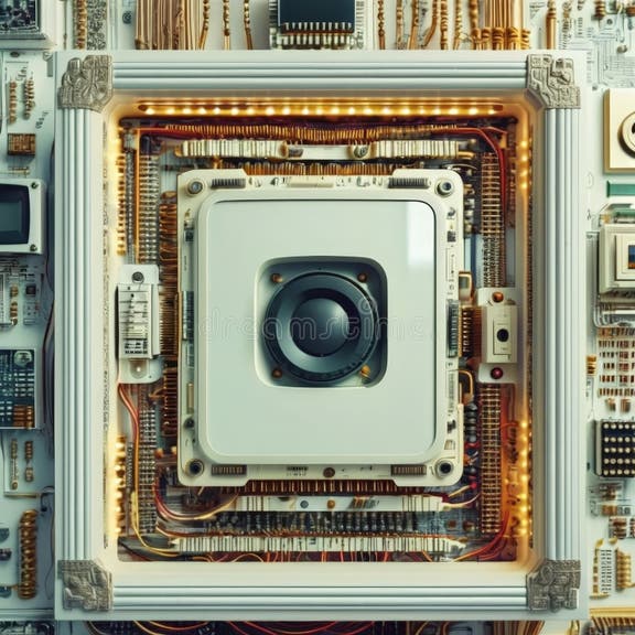 Computer Processor with Cpu Inside Stock Illustration - Illustration of ...