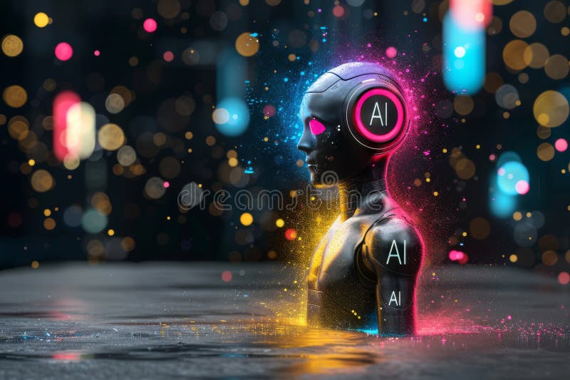 Artistic Representation of AI with Glowing Elements, Symbolizing ...