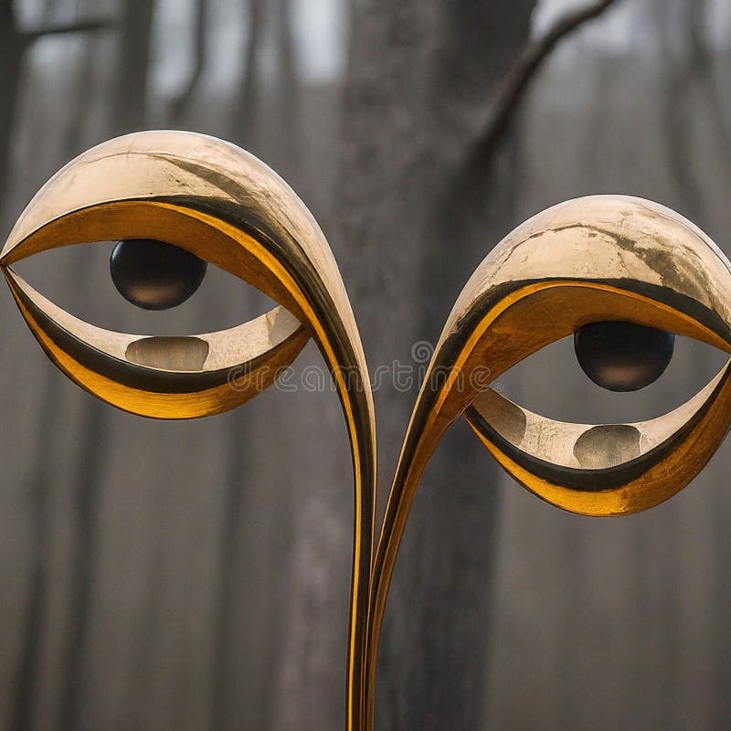 AI Generated Artwork Consisting of a Pair of Eyes Perched in Golden ...