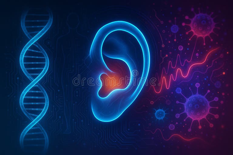 AI Generated Artwork of a Glowing Ear System Integrated with DNA ...