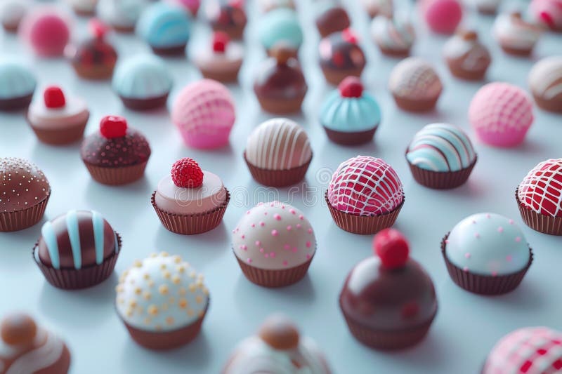 Assorted Chocolate Truffles with Colorful Patterns, Perfect for a Fun ...