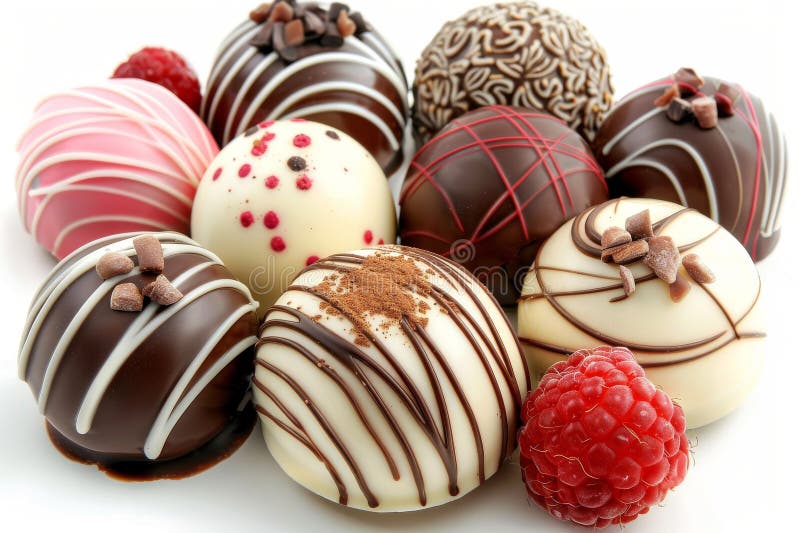 Assorted Chocolate Truffles with Various Designs, Ideal for a Rich and ...