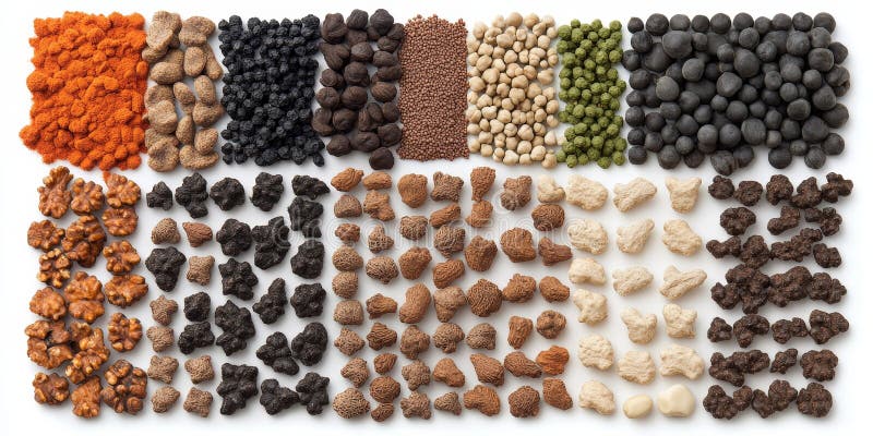 Assorted Grains Seeds Lentils and Legumes Displayed in Visual Grid on ...