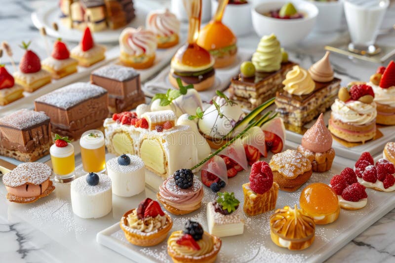 Assorted Mini Desserts with Various Flavors and Toppings, Perfect for a ...