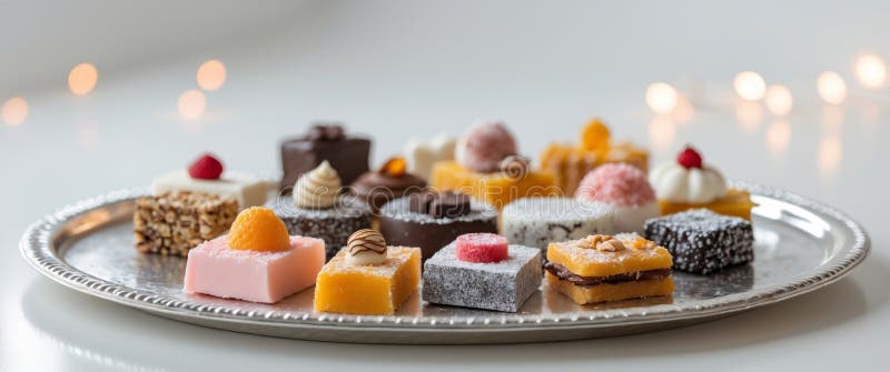 Assorted Traditional Sweets on Silver Platter Stock Photo - Image of ...