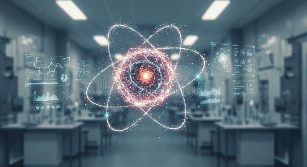 AI-Generated Atom Visualization Stock Illustration - Illustration of ...
