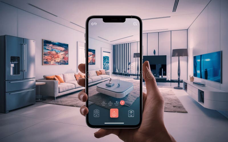 AI-generated, Augmented Reality Apps, Interior, Virtual Reality Stock Illustration ...