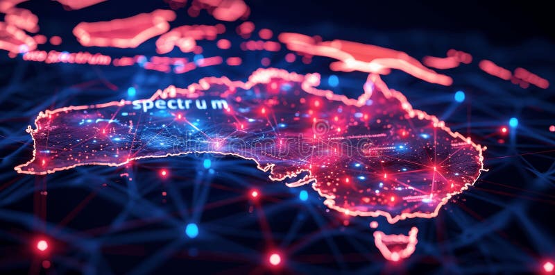 AI-Generated Australian Map with Glowing Global Network on Dark Blue ...