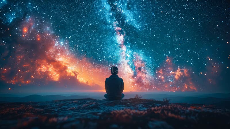 AI Generated a Back View of a Silhouette of a Seated Man Contemplating ...