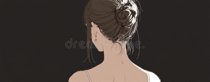 Back view of young woman. stock illustration. Illustration of rear ...