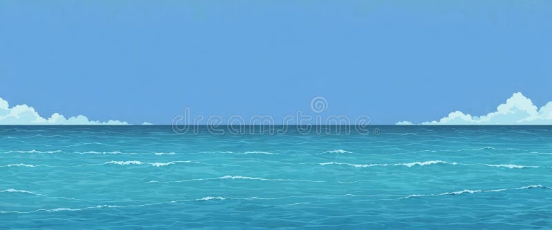 Background Covered with Blue Sea, 2D Front View, Game Backdrop and ...