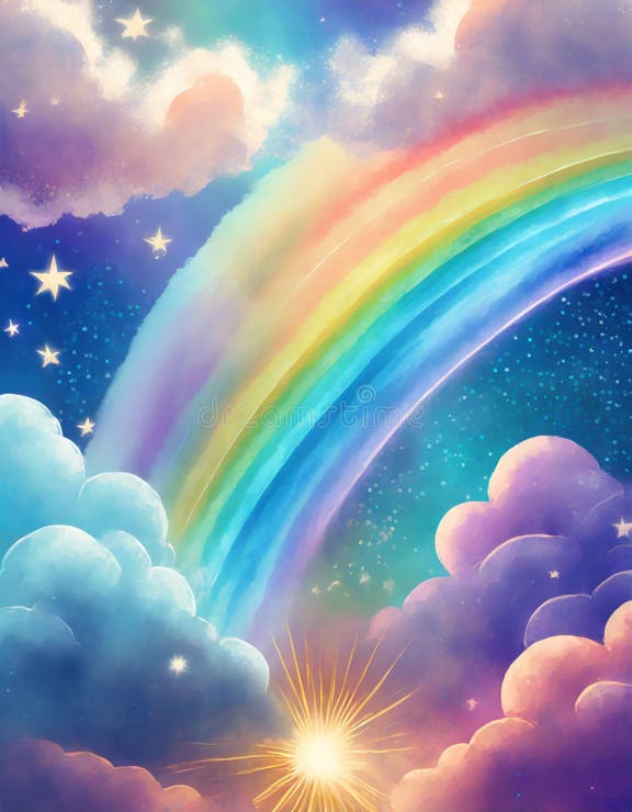 Fluffy rainbow background stock illustration. Illustration of ...