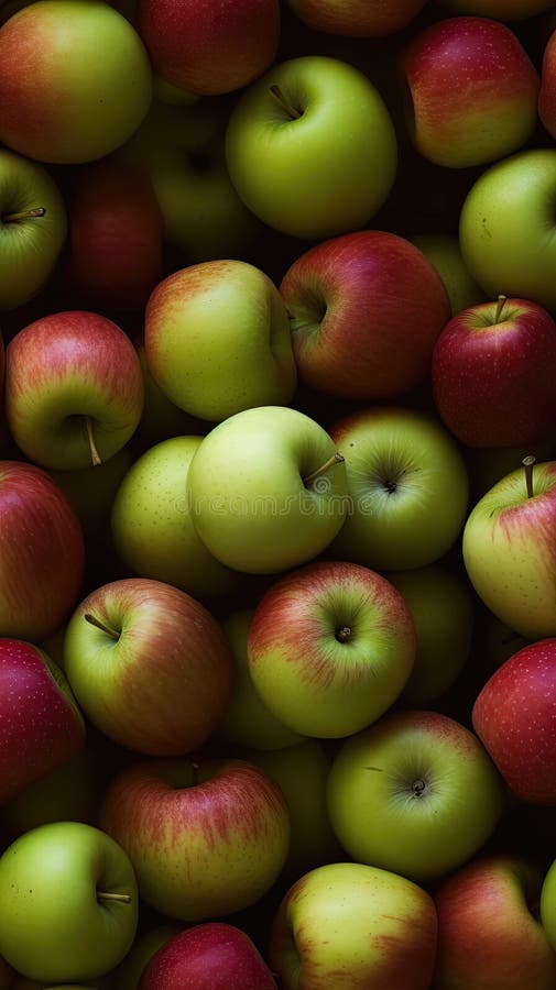 AI Generated Background of Red and Green Apples. Top View Stock ...