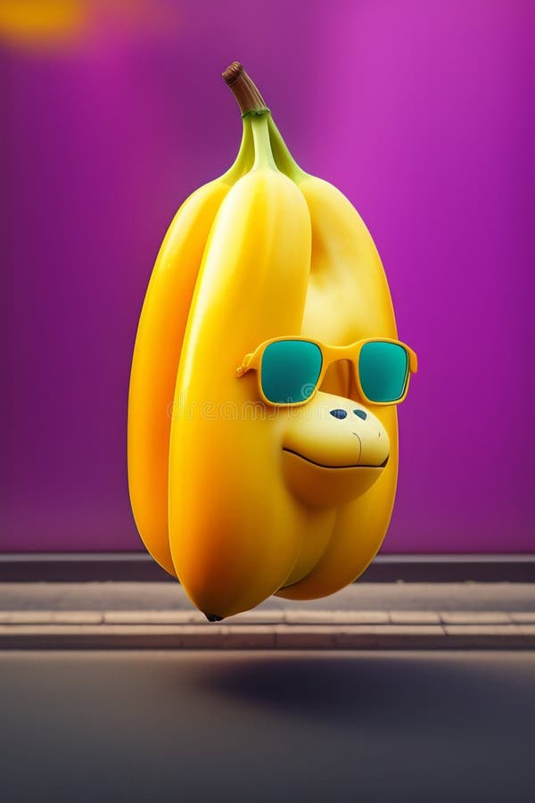 AI Generated Banana Wearing Sunglasses Stock Illustration ...