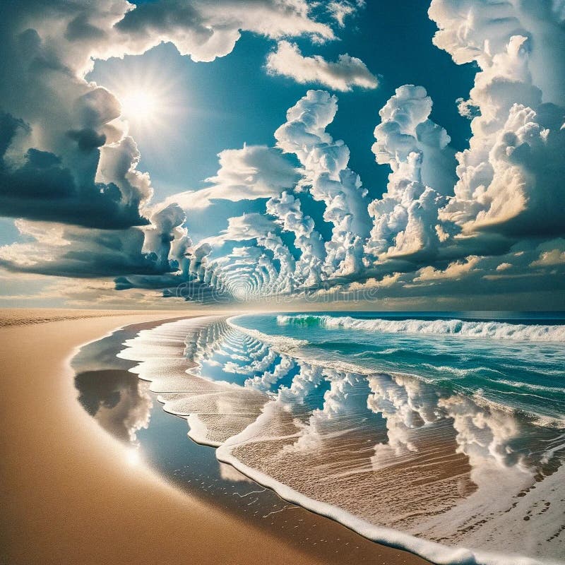AI-Generated Beach with Infinite Droste Effect Stock Illustration ...