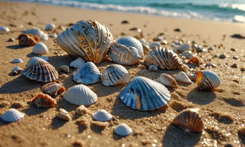 A Pile of Shells is on the Beach, with Some of Them Being White and ...