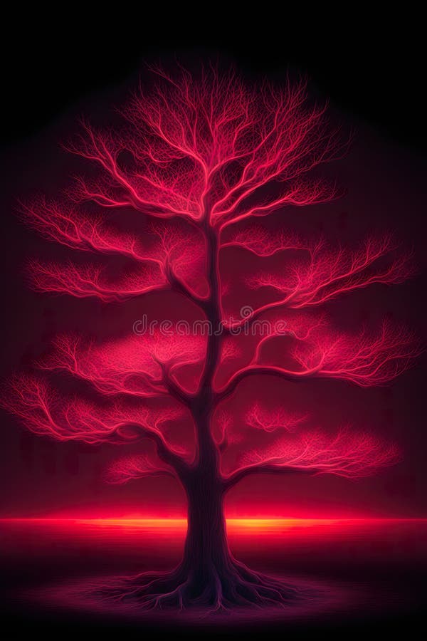 AI Generated Beautiful Bioluminescent Fluorescent Neon Tree Stock ...