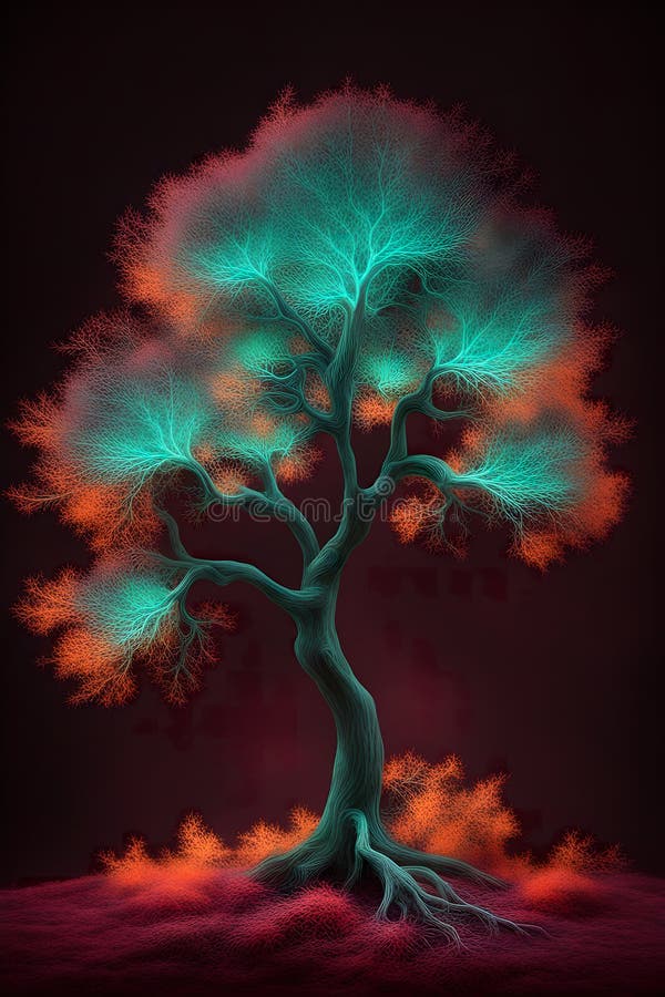 AI Generated Beautiful Bioluminescent Fluorescent Neon Tree Stock ...